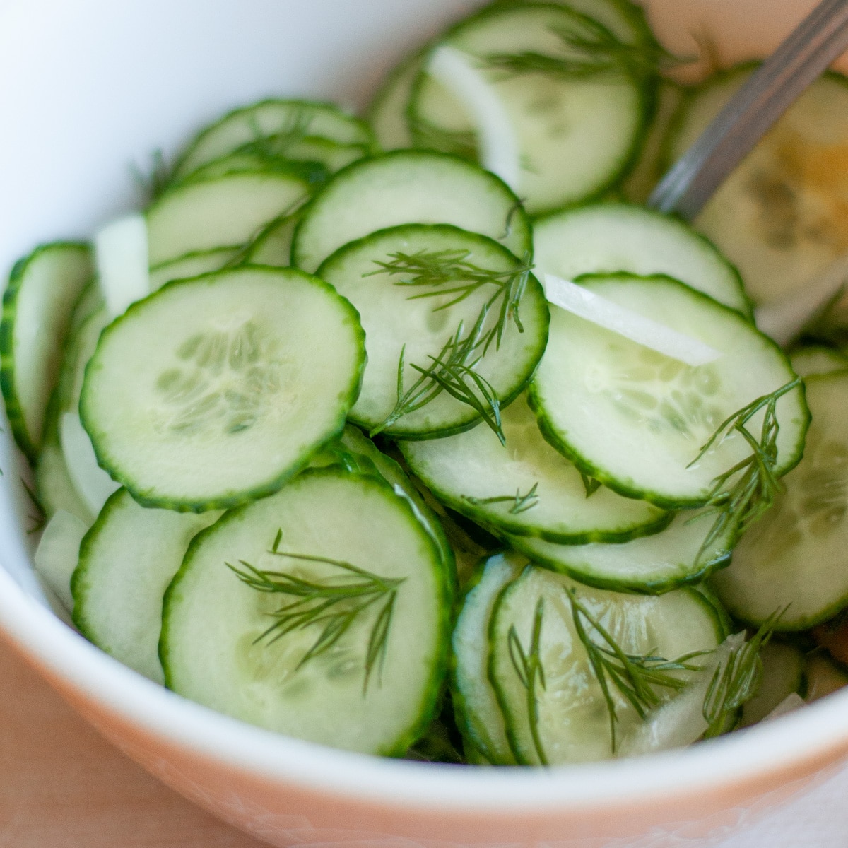 Cucumber And Onion Salad With Vinegar